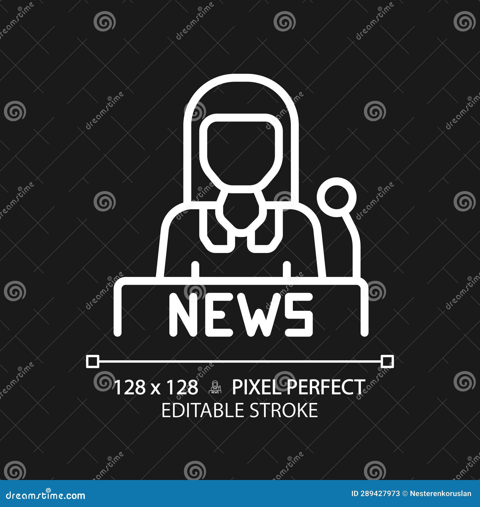 2D Customizable Thin Linear White Female Newscaster Icon Stock Vector ...