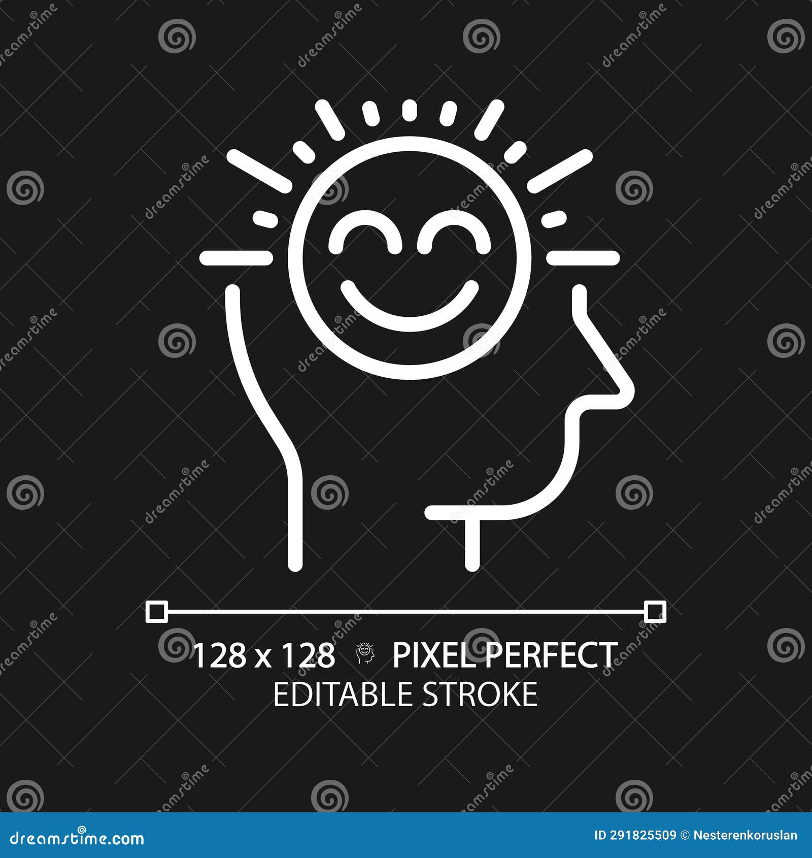 2D Customizable Thin Linear White Positive Thinking Icon Stock ...
