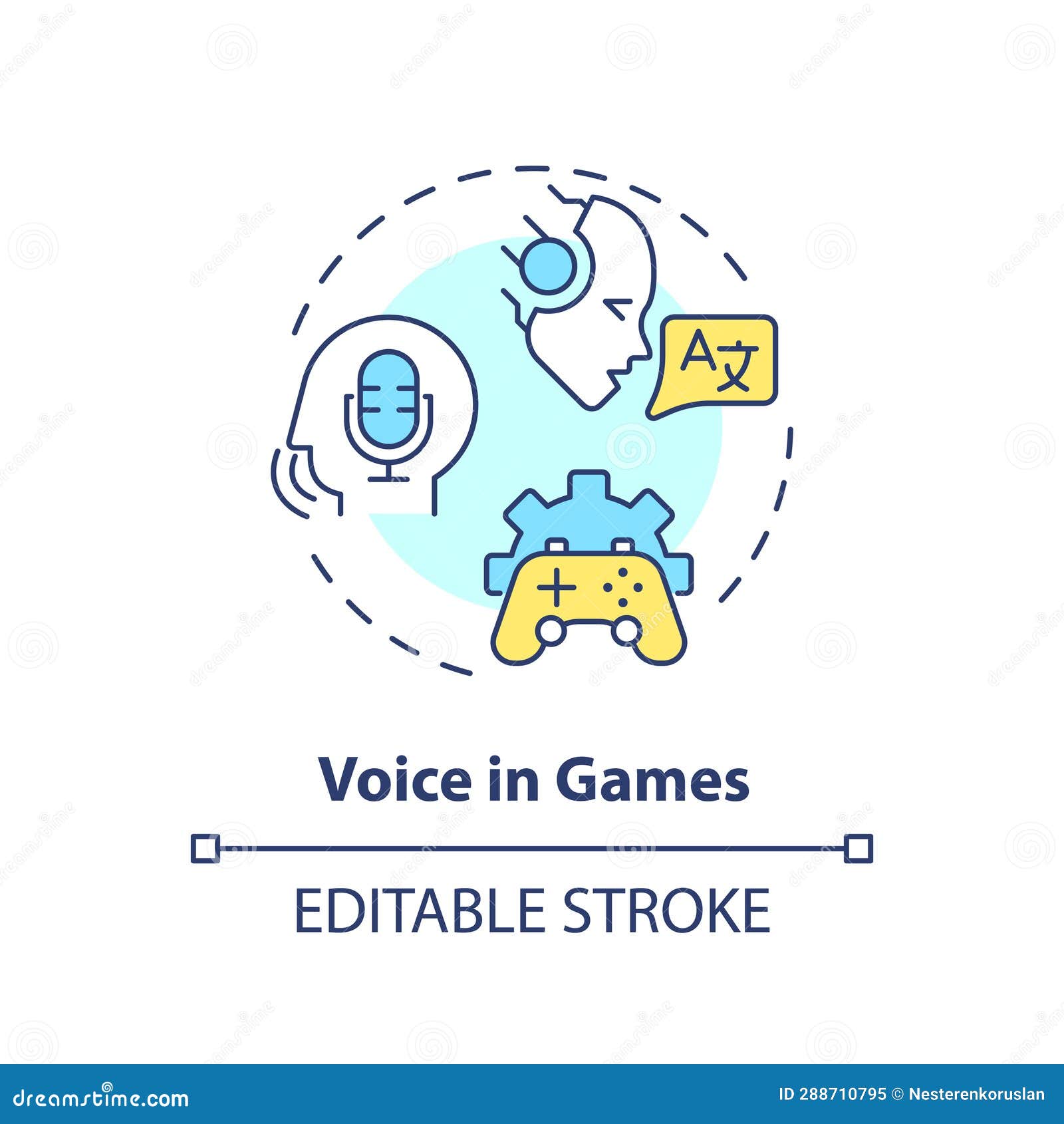 2D Customizable Voice in Games Line Icon Concept Stock Illustration ...