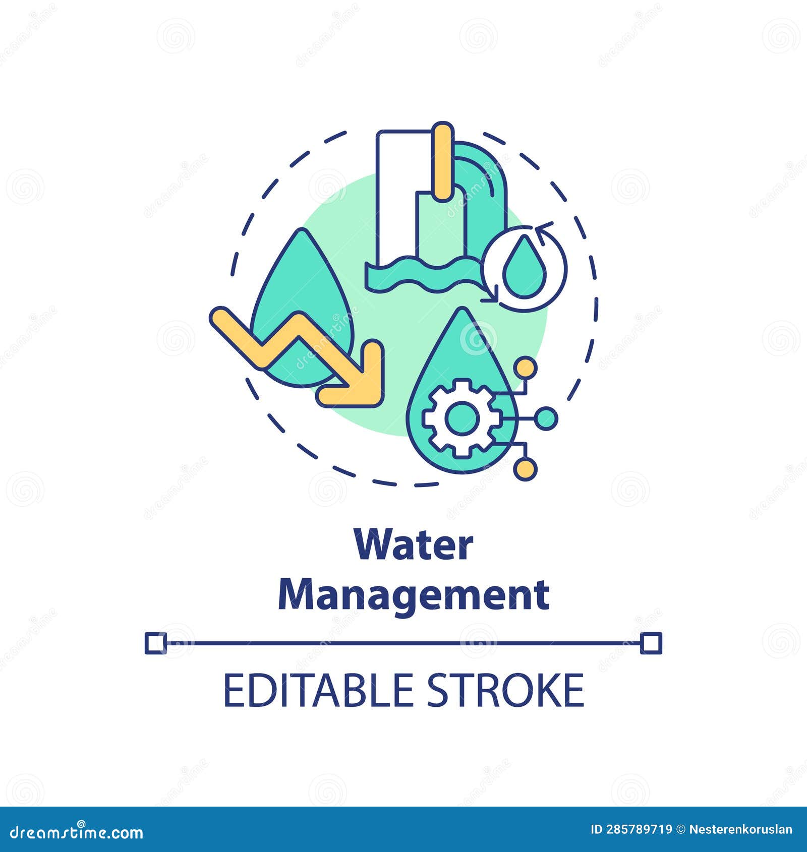 2D Customizable Water Management Line Icon Concept Stock Vector ...