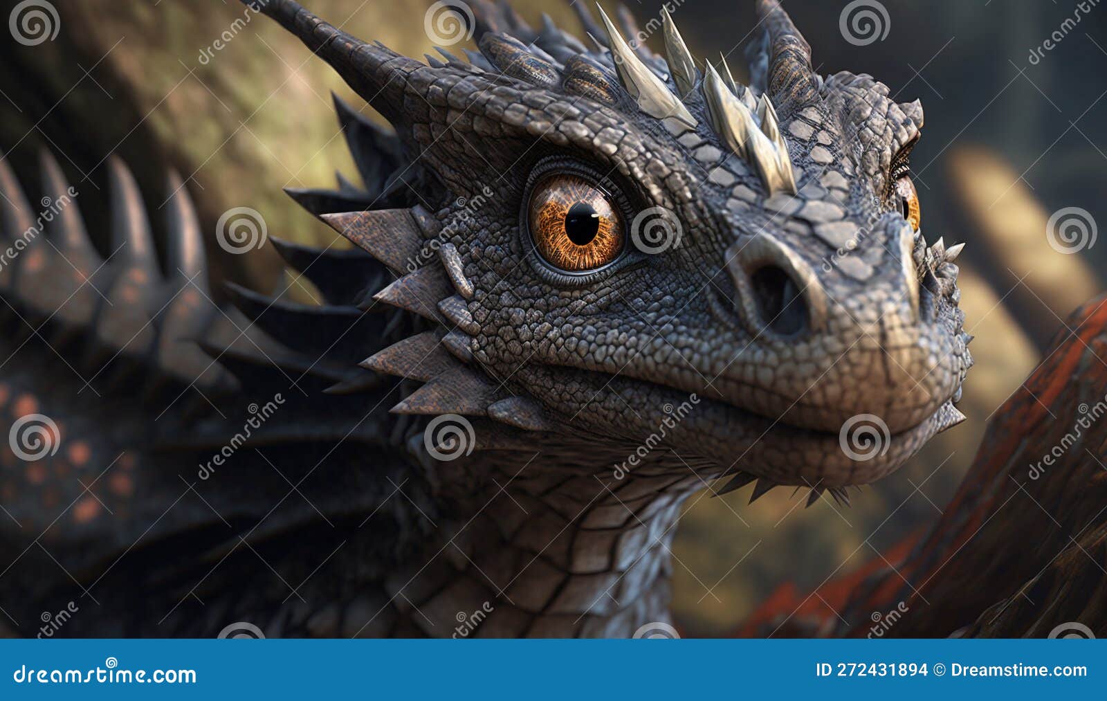 3D Cute Baby Black Dragon Look at the Camera. High Quality 3D Render of ...