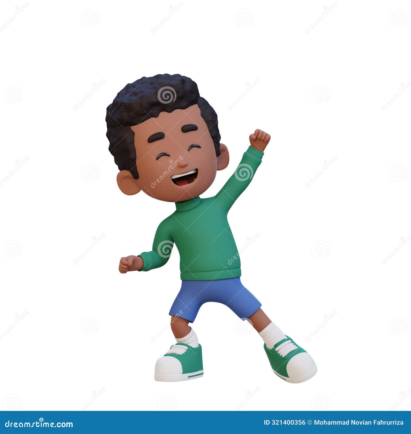 3D cute boy in happy pose stock illustration. Illustration of happy ...