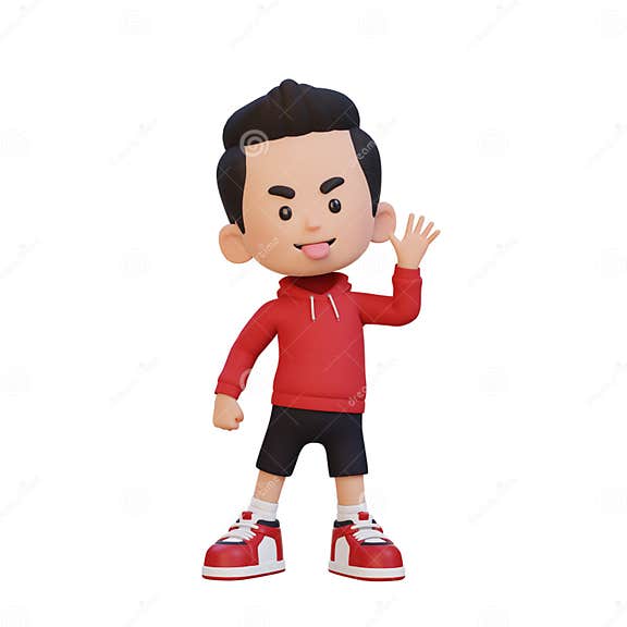 3D cute boy make fun of stock image. Illustration of activity - 321397833