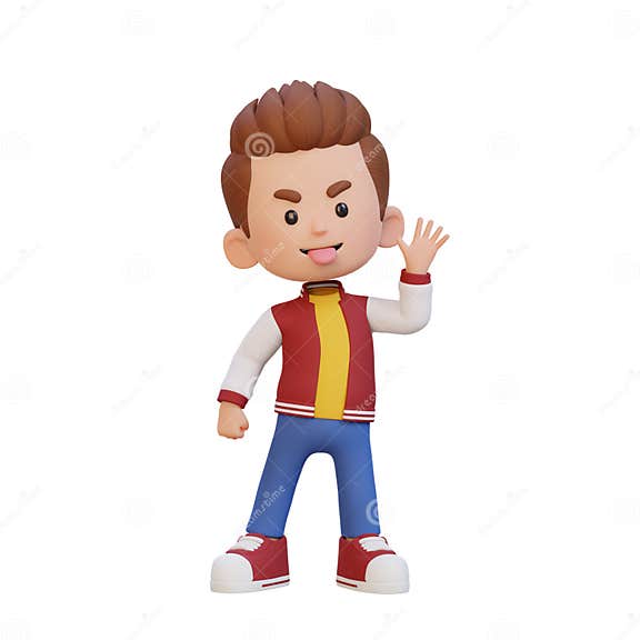 3D cute boy make fun of stock image. Illustration of happy - 321399403