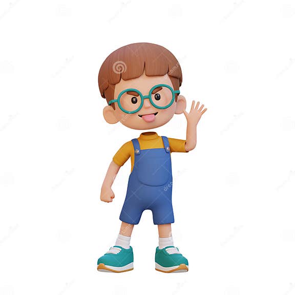 3D cute boy make fun of stock photo. Illustration of human - 321401522