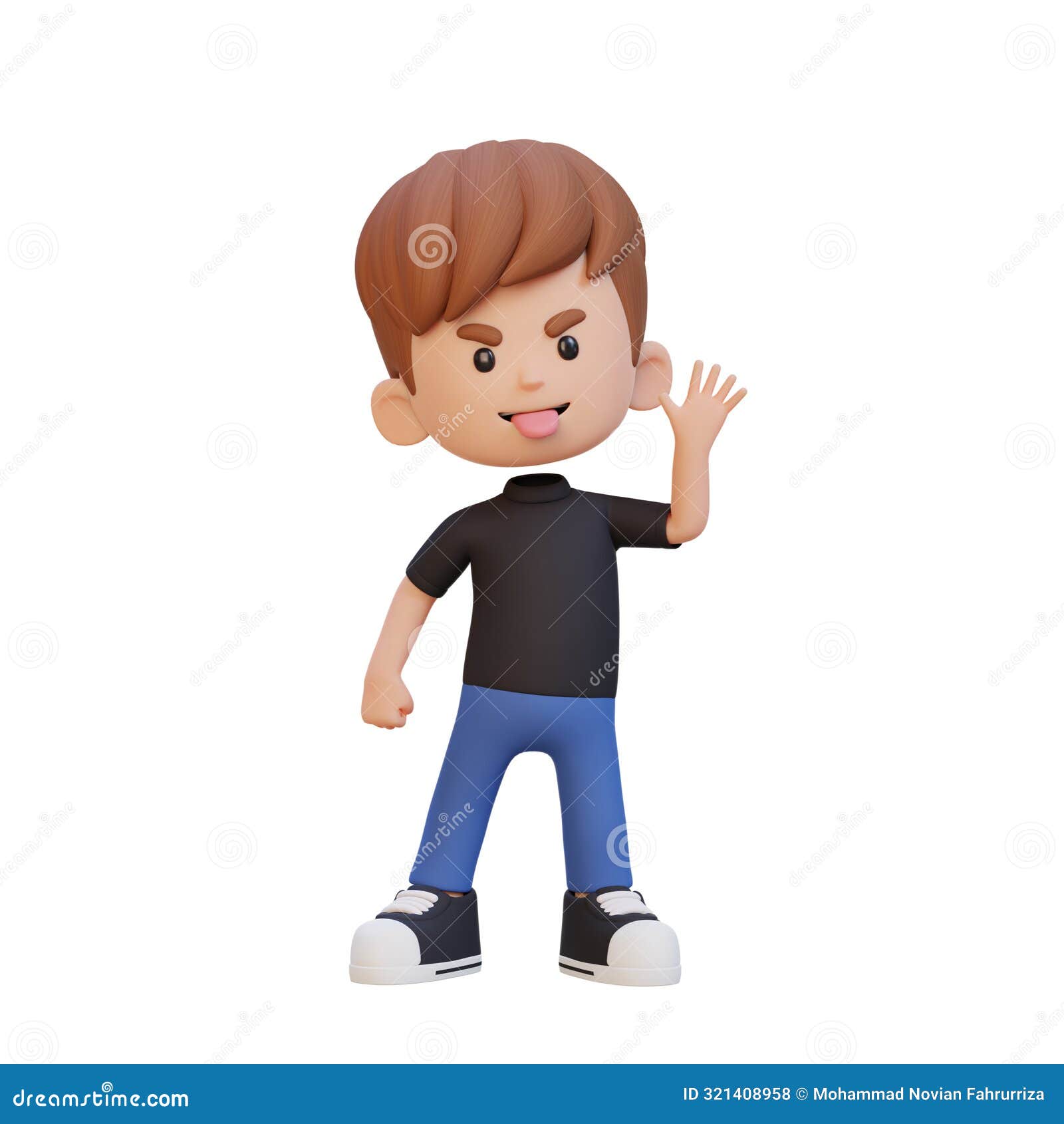 3D cute boy make fun of stock illustration. Illustration of adorable ...