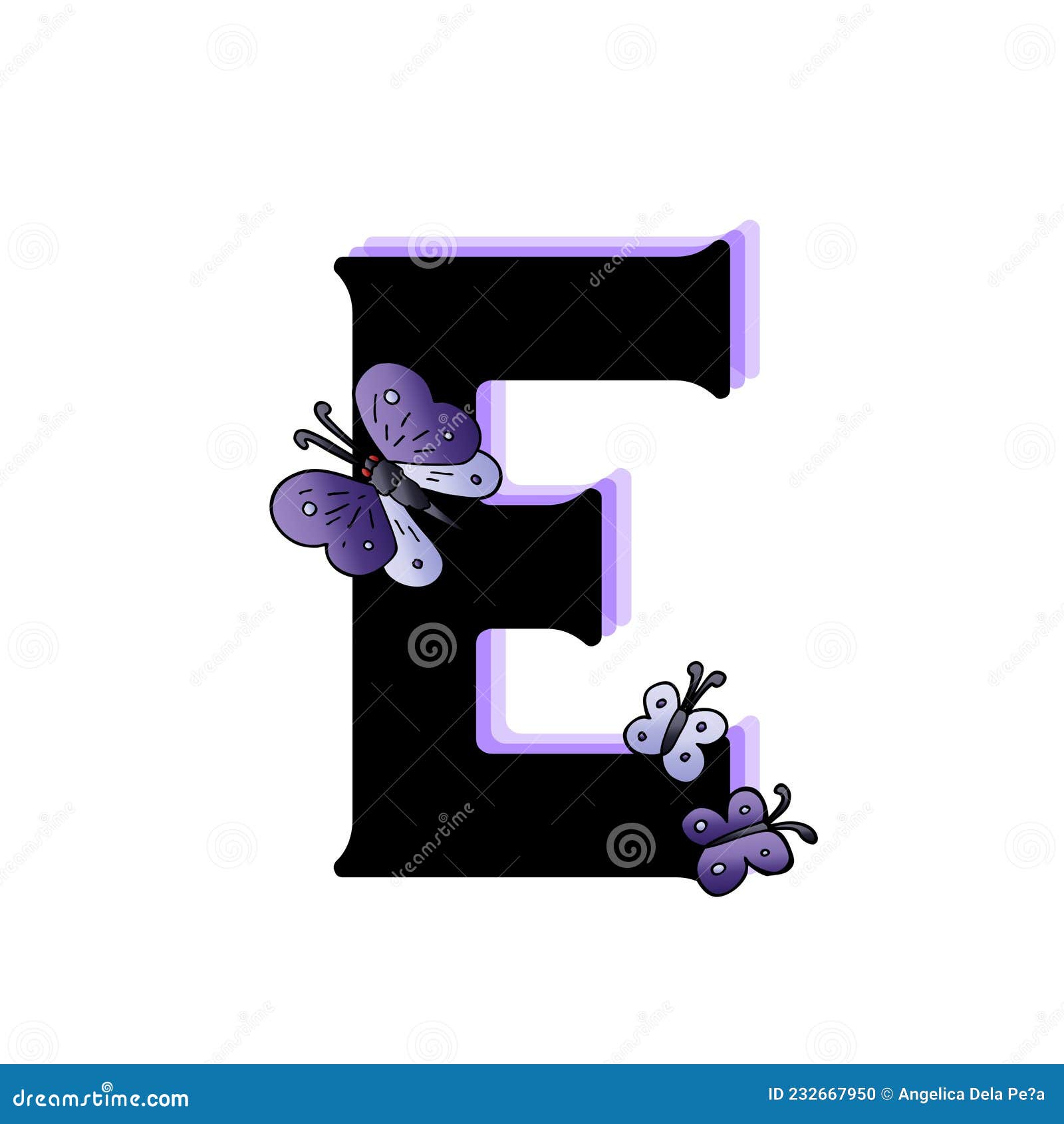 3D Cute Butterfly Lettering - Letter E Stock Illustration ...