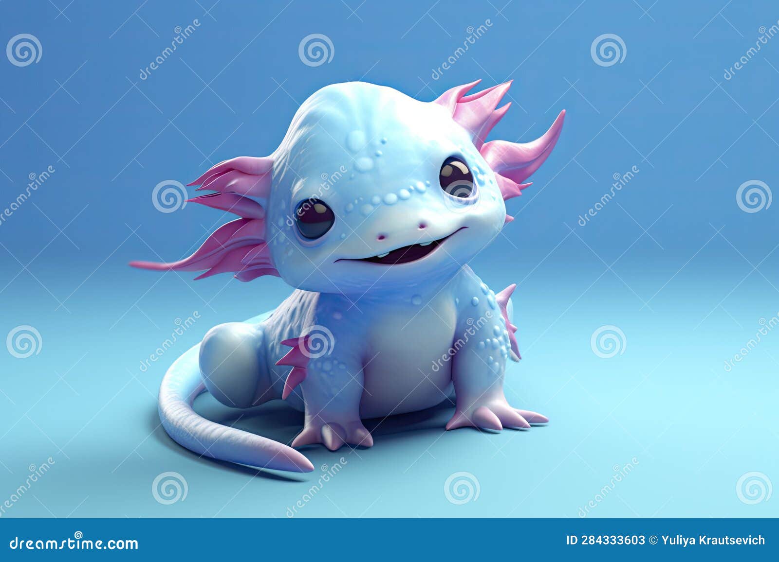 3D Cute Cartoon Axolotl. Generative AI | CartoonDealer.com #284333603