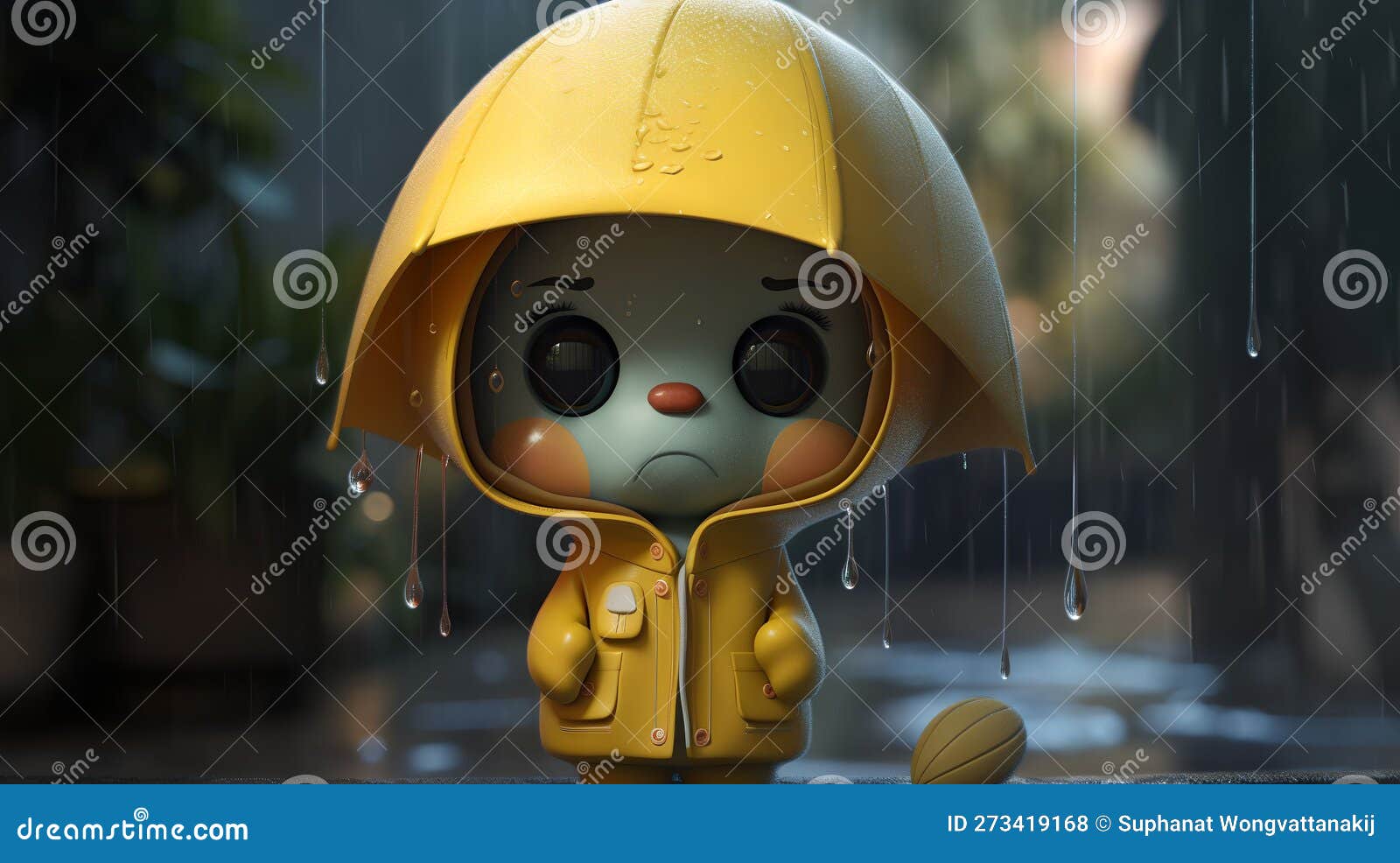 3D Cute Character in Rainy Season, Image Ai Generated Stock ...