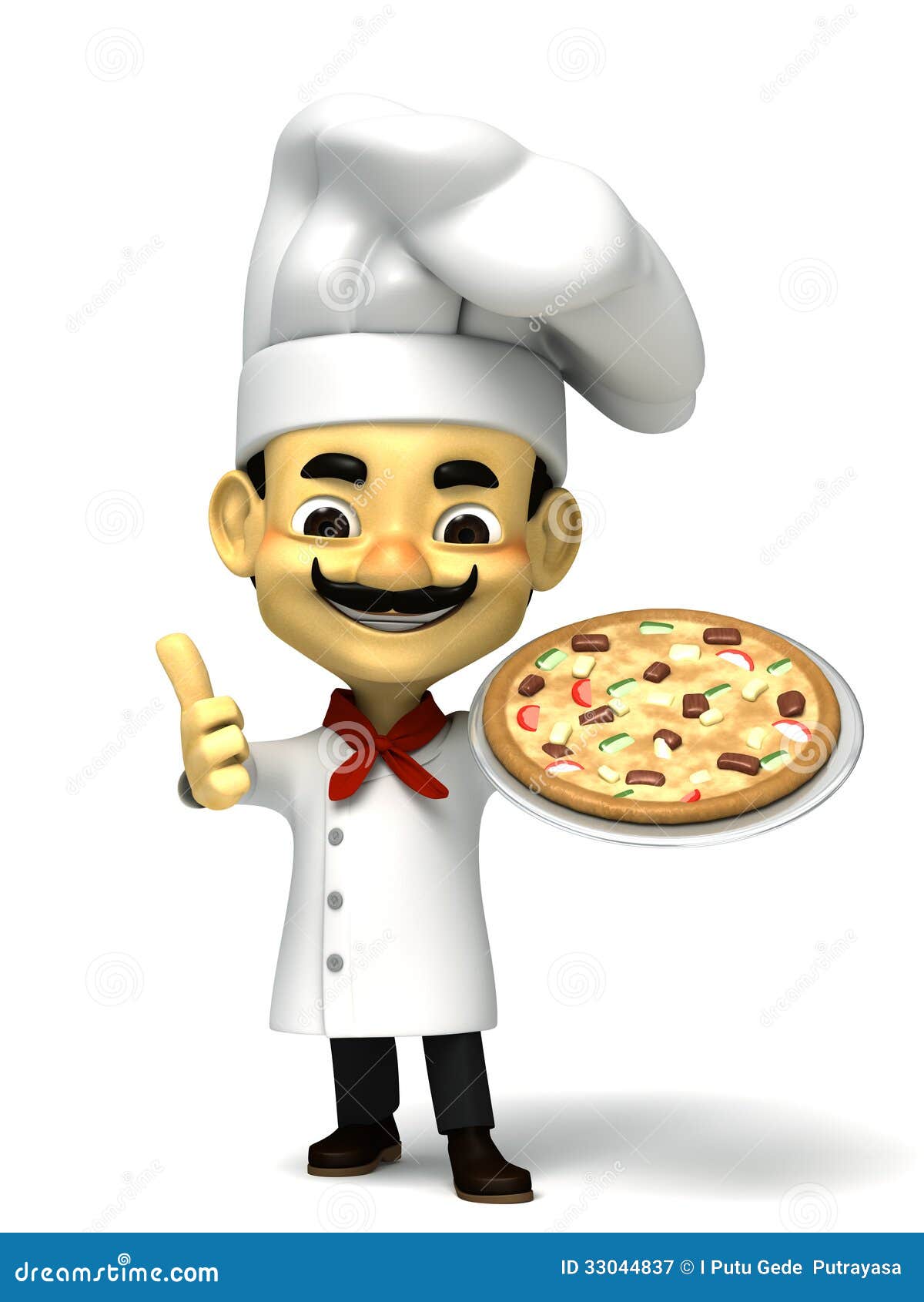 3d cute chef with pizza stock illustration. Illustration of caucasian ...