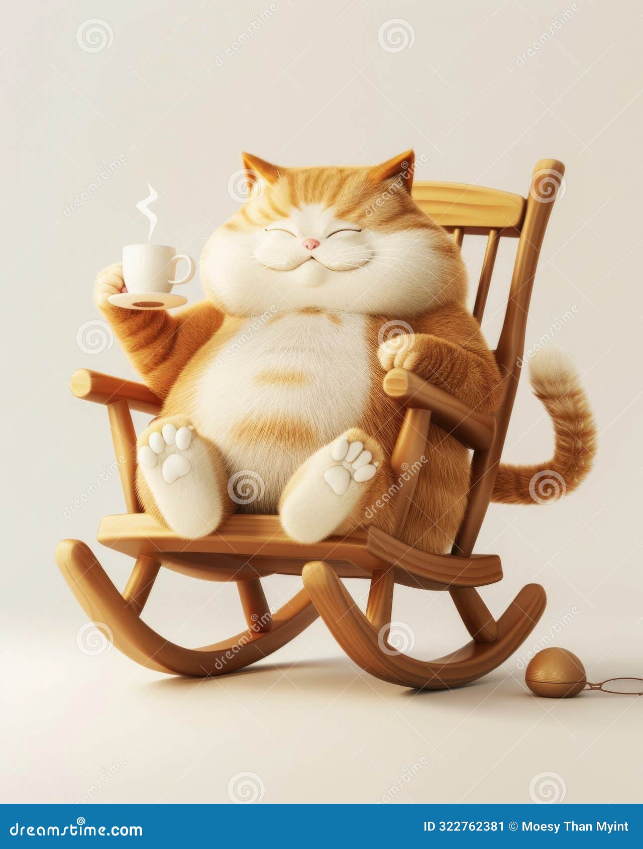 Cute Chubby Fluffy Cat with a Contented Expression Sitting and Chilling ...
