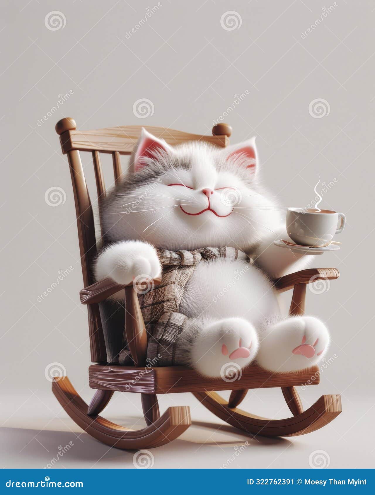 Cute Chubby Fluffy Cat with a Contented Expression Sitting and Chilling ...