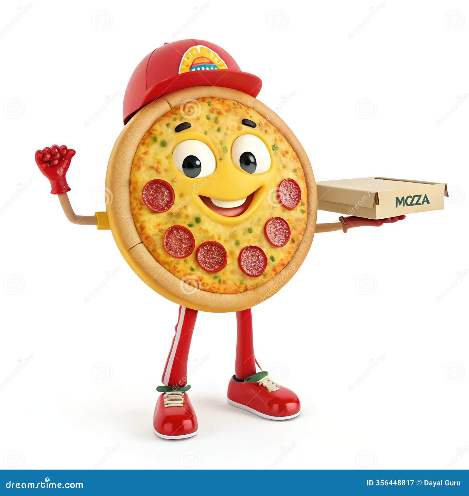 3D Cute Courier Pizza stock illustration. Illustration of food - 356448817