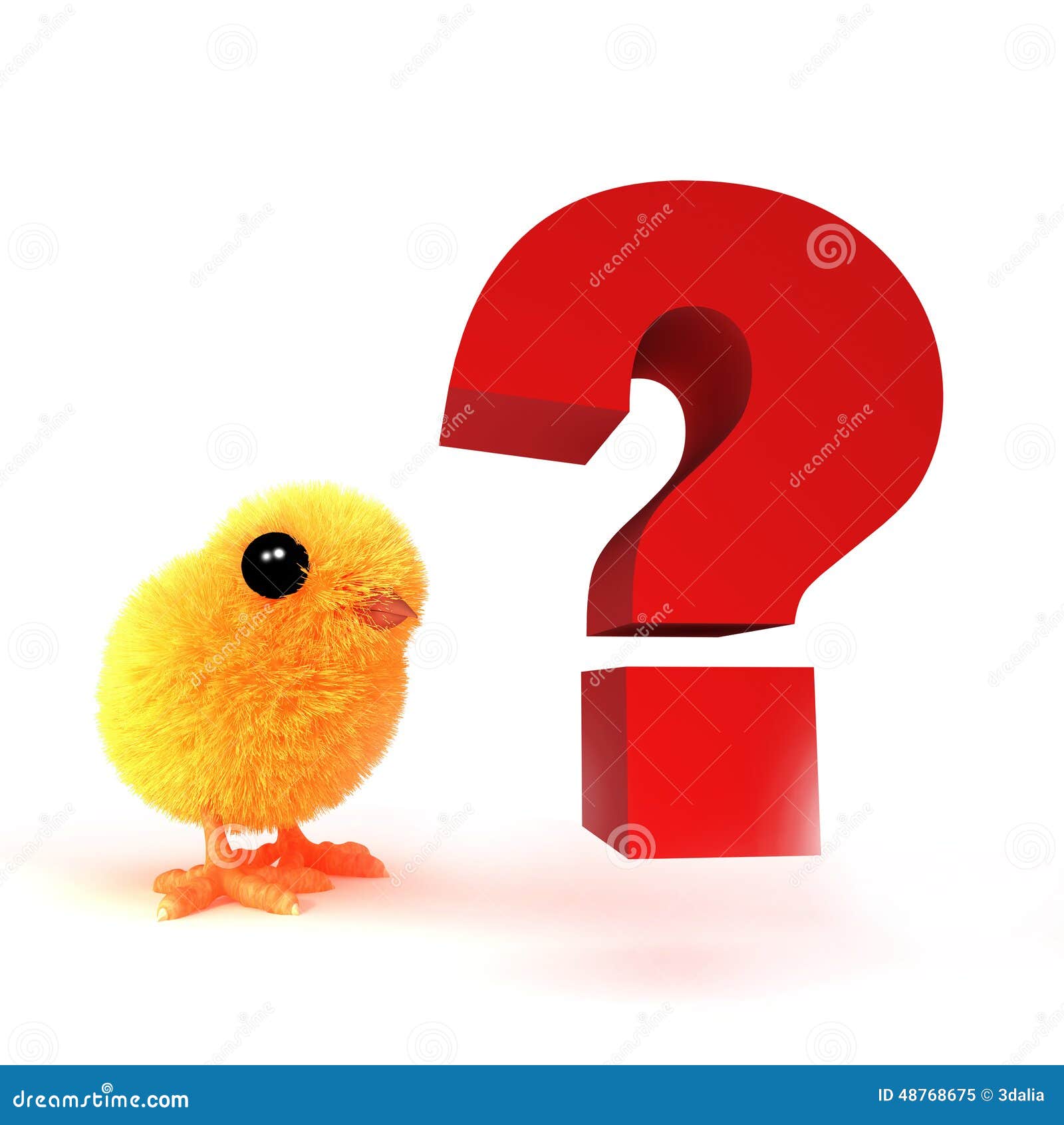 3d Cute Easter Chick Has a Question Stock Illustration - Illustration ...