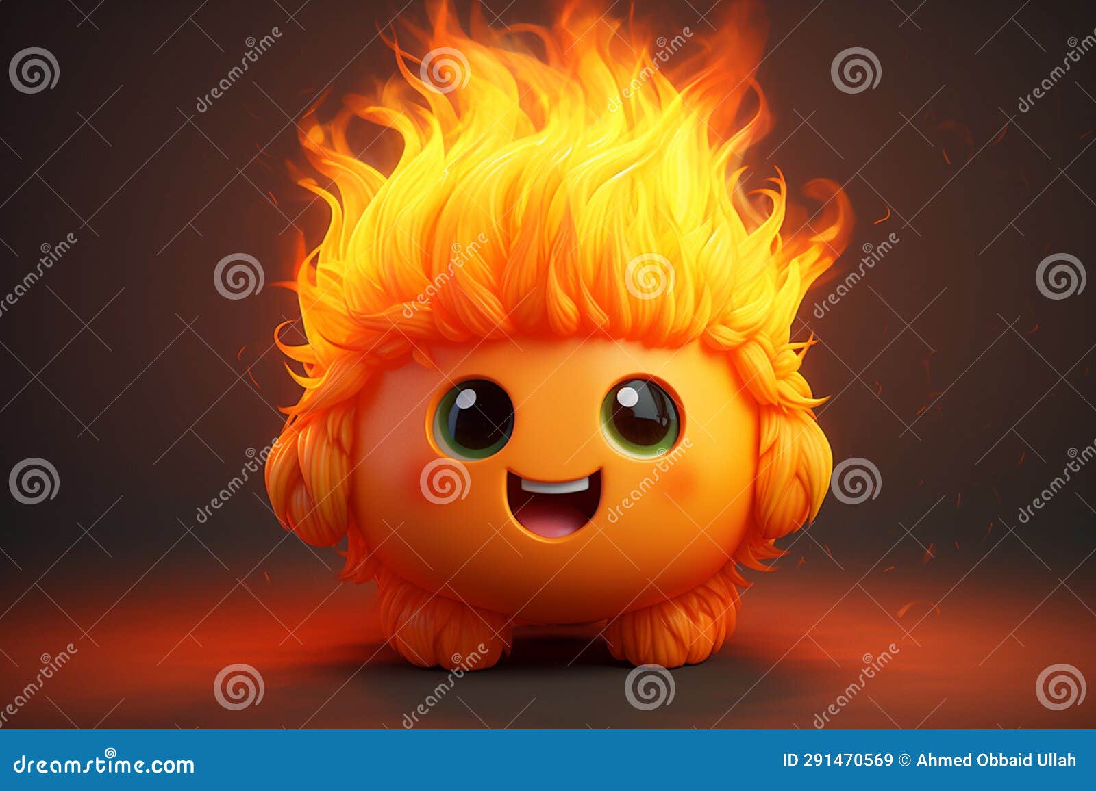 3D Cute Fire Character Ignites Joy and Warmth Stock Illustration ...
