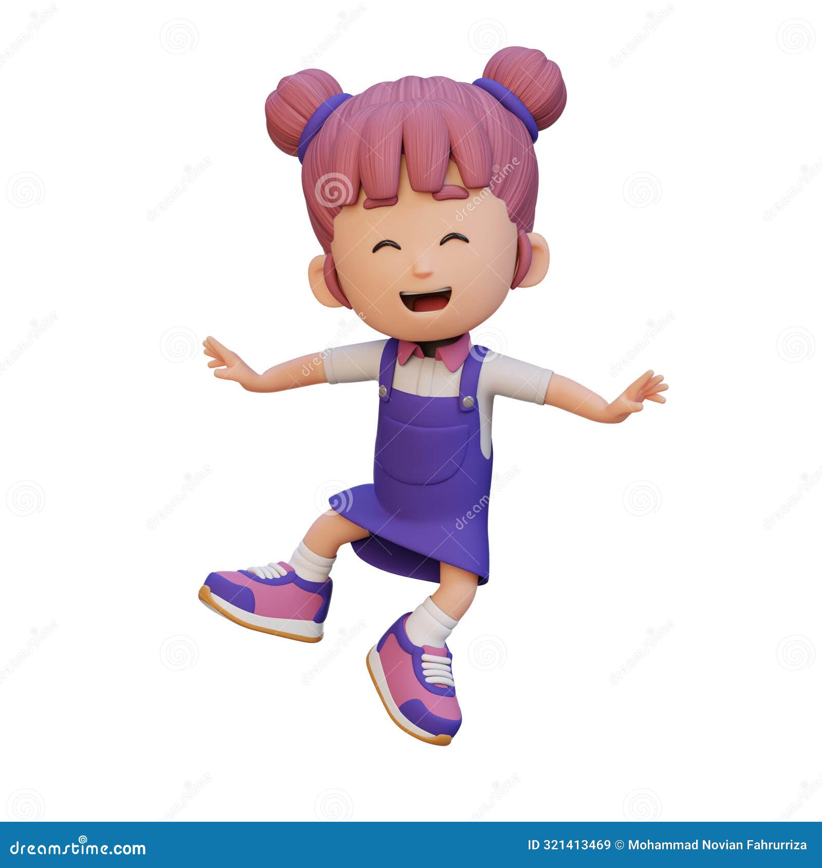 3D Cute Girl in Jumping Pose Stock Image - Illustration of male, funny ...