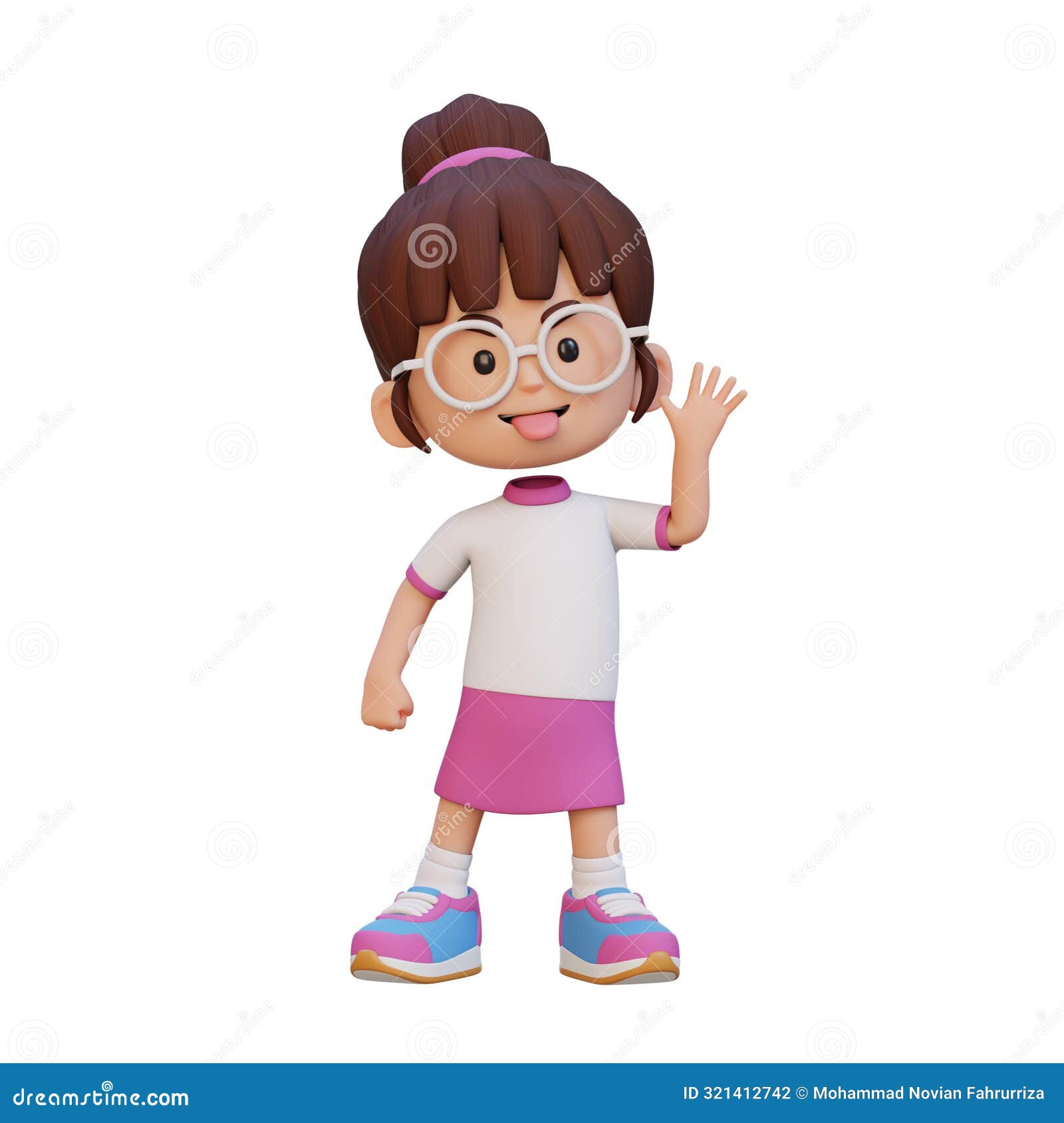 3D cute girl make fun of stock illustration. Illustration of children ...