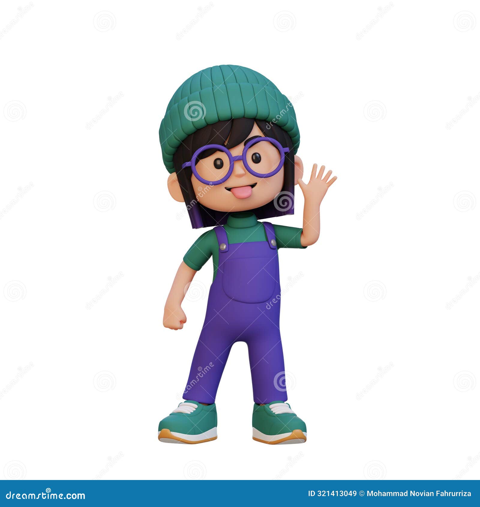 3D cute girl make fun of stock image. Illustration of happy - 321413049