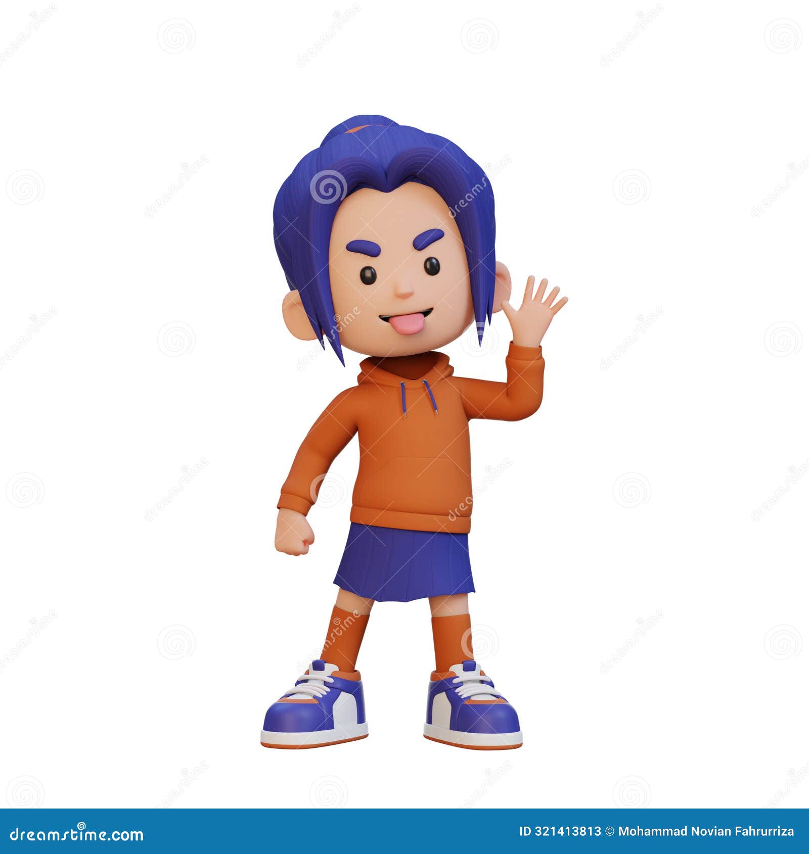 3D cute girl make fun of stock image. Illustration of cartoon - 321413813