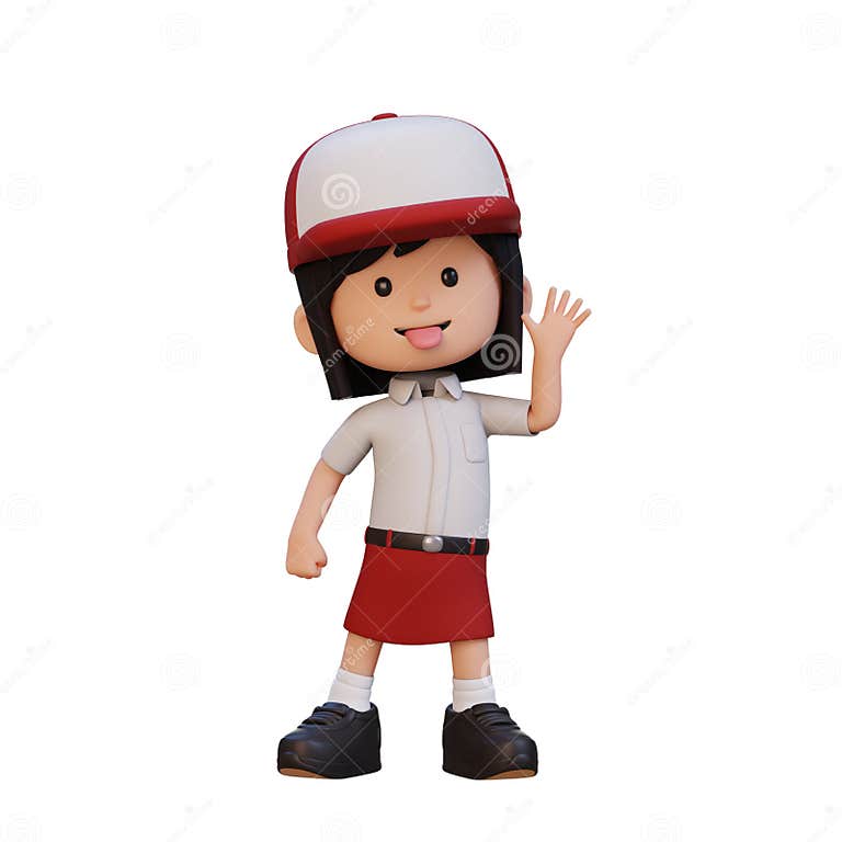 3D cute girl make fun of stock image. Illustration of clown - 321415349