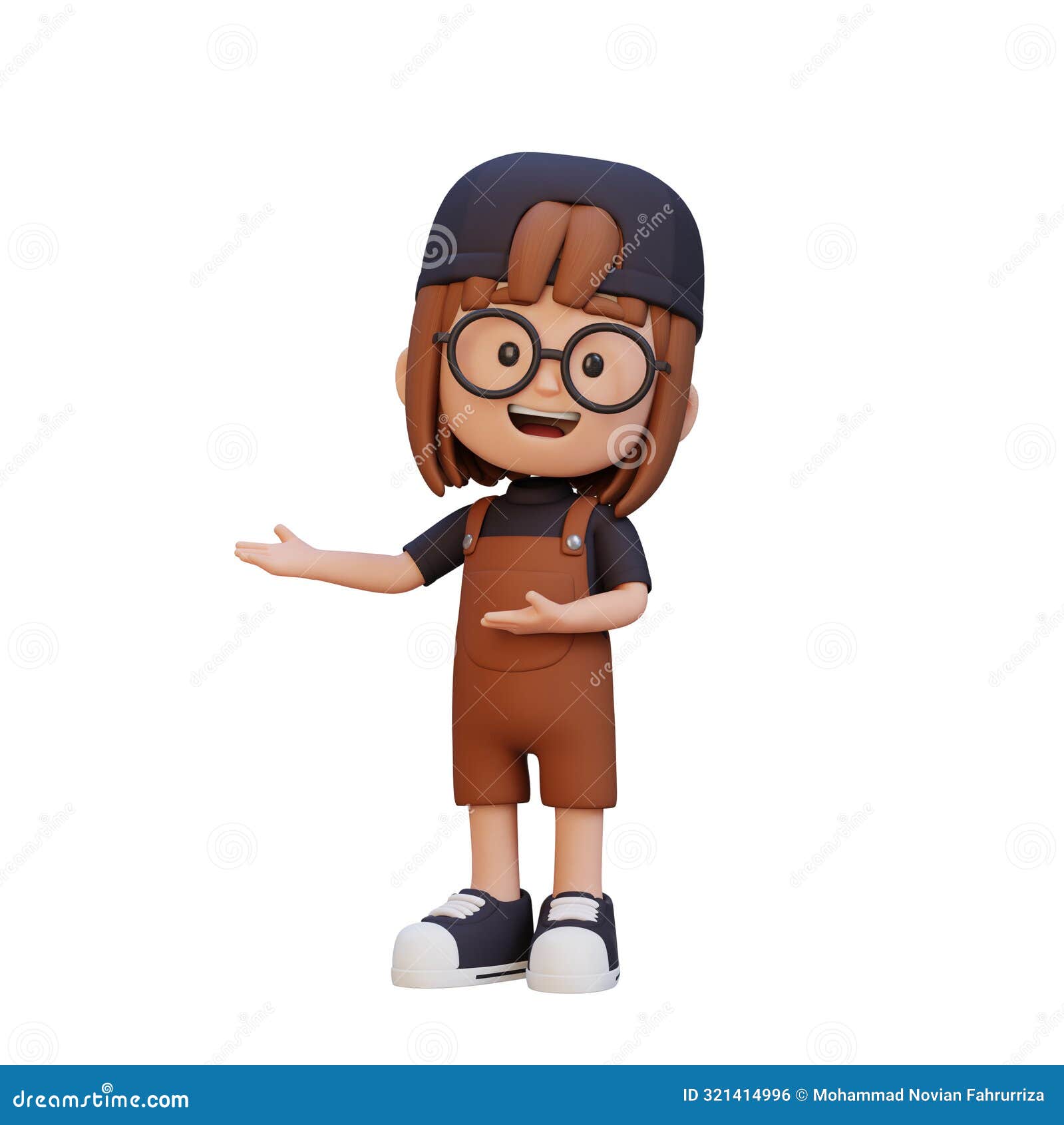 3D Cute Girl Presenting Pose Stock Photo - Illustration of cartoon ...