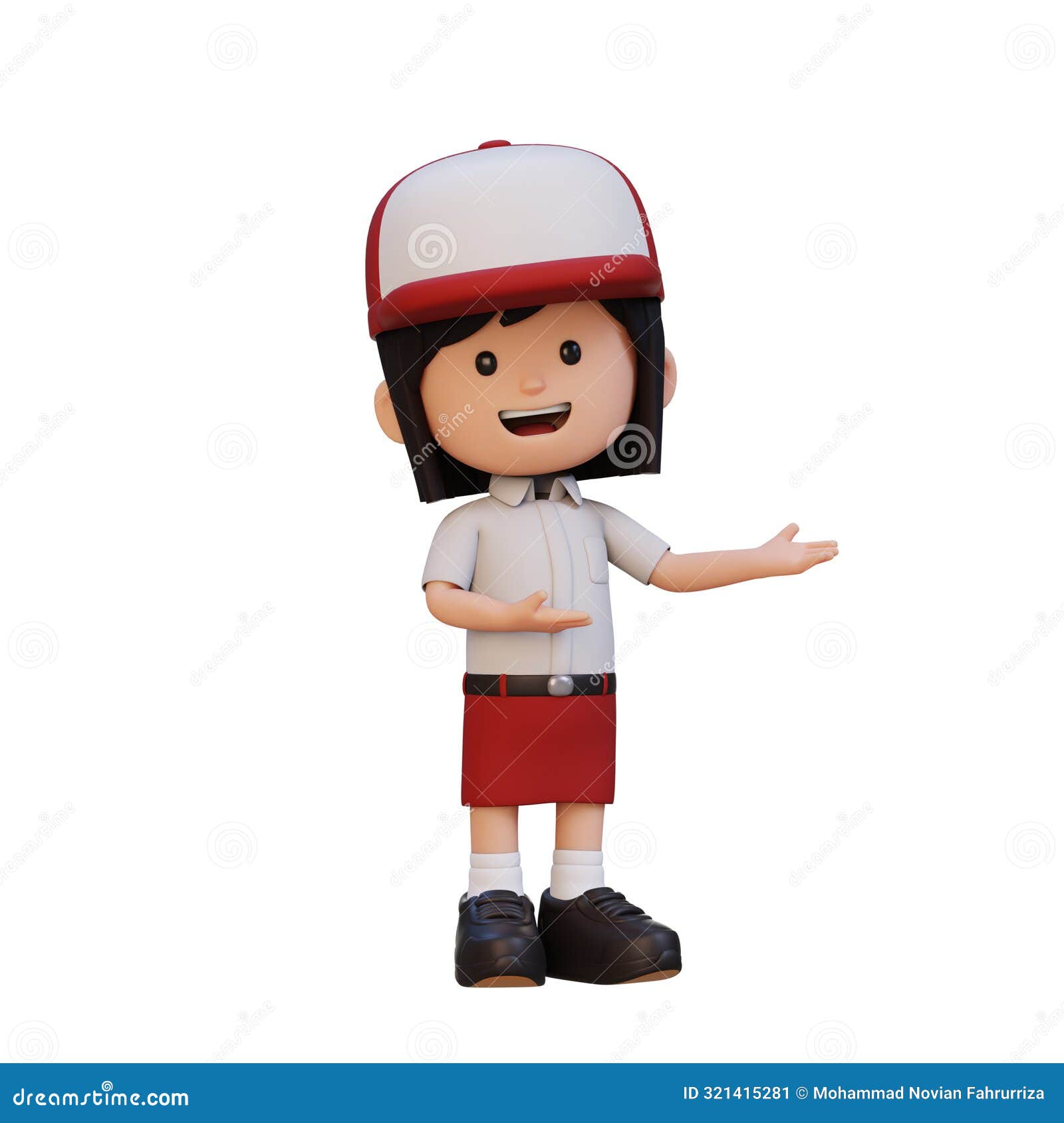 3D Cute Girl Presenting Pose Stock Image - Illustration of girl, social ...