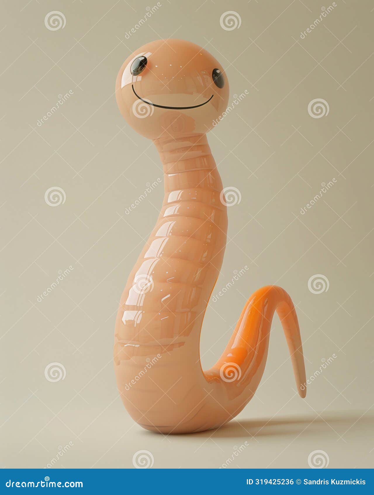 3D Cute and Happy Baby Earthworm. Generative AI. Stock Illustration ...