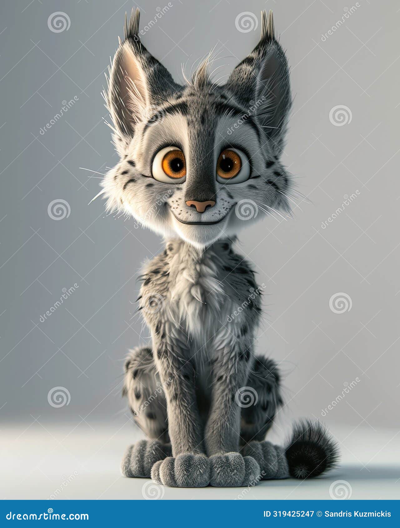 3D Cute and Happy Baby Lynx. Generative AI. Stock Illustration ...