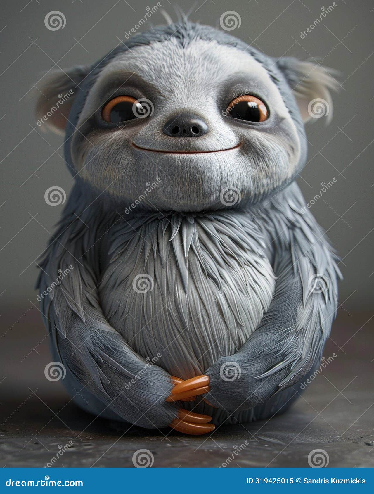 3D Cute and Happy Baby Sloth. Generative AI. Stock Illustration ...