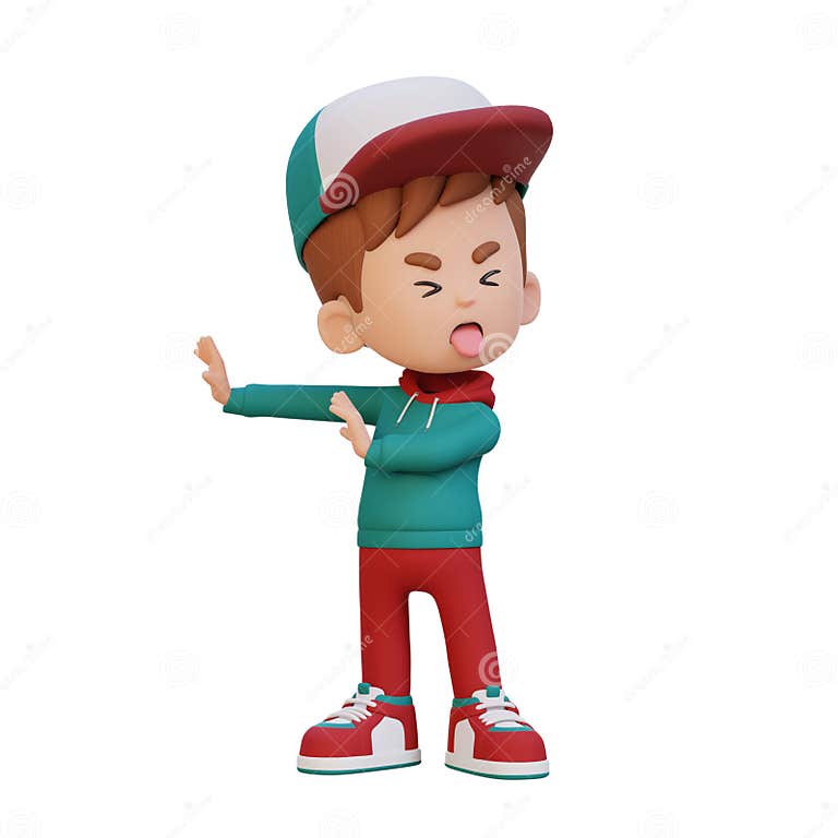3D Cute Kid Character Rejection Pose Stock Image - Illustration of cute ...