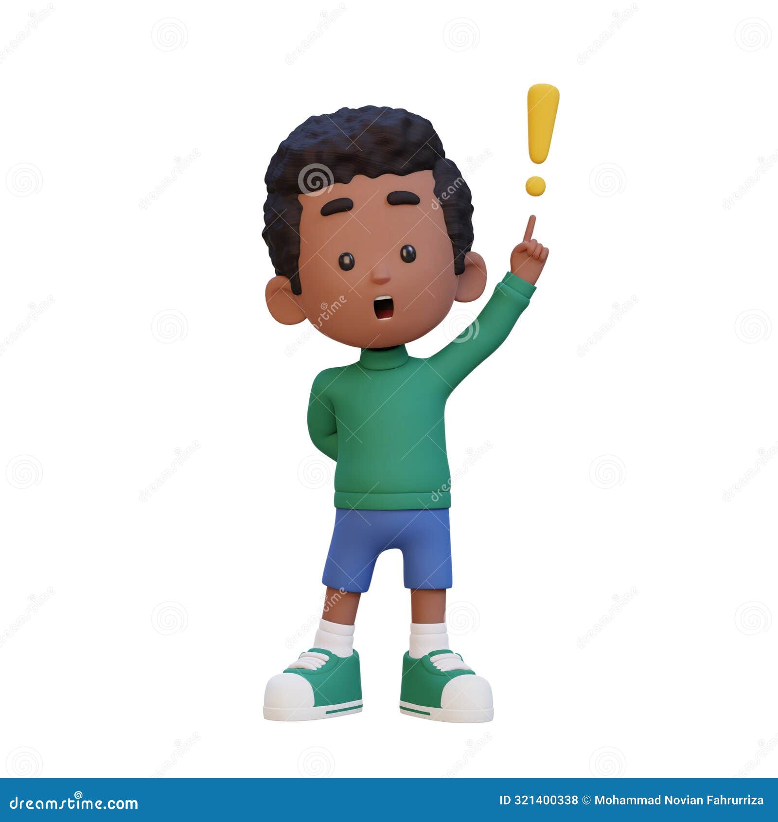 3D cute kid got an idea stock illustration. Illustration of light ...