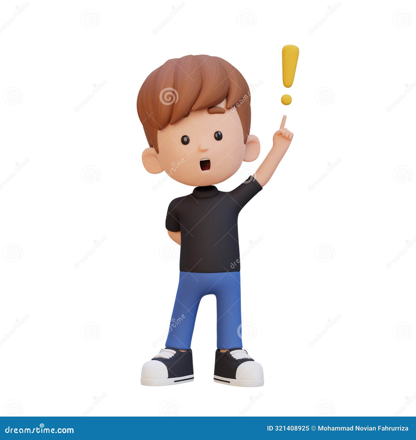 3D cute kid got an idea stock illustration. Illustration of character ...
