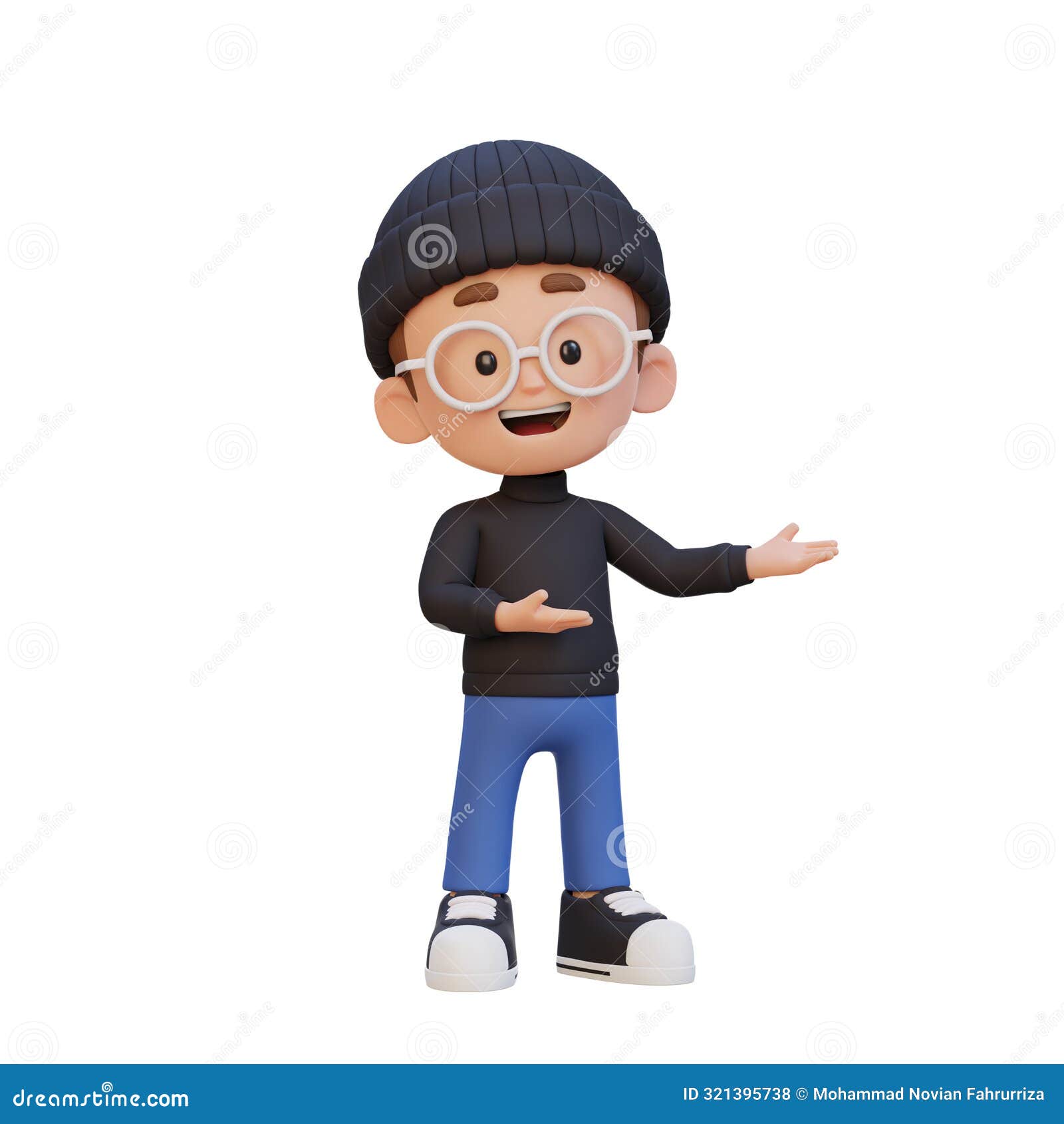 3D Cute Kid Presenting Pose Stock Photo - Illustration of presentation ...