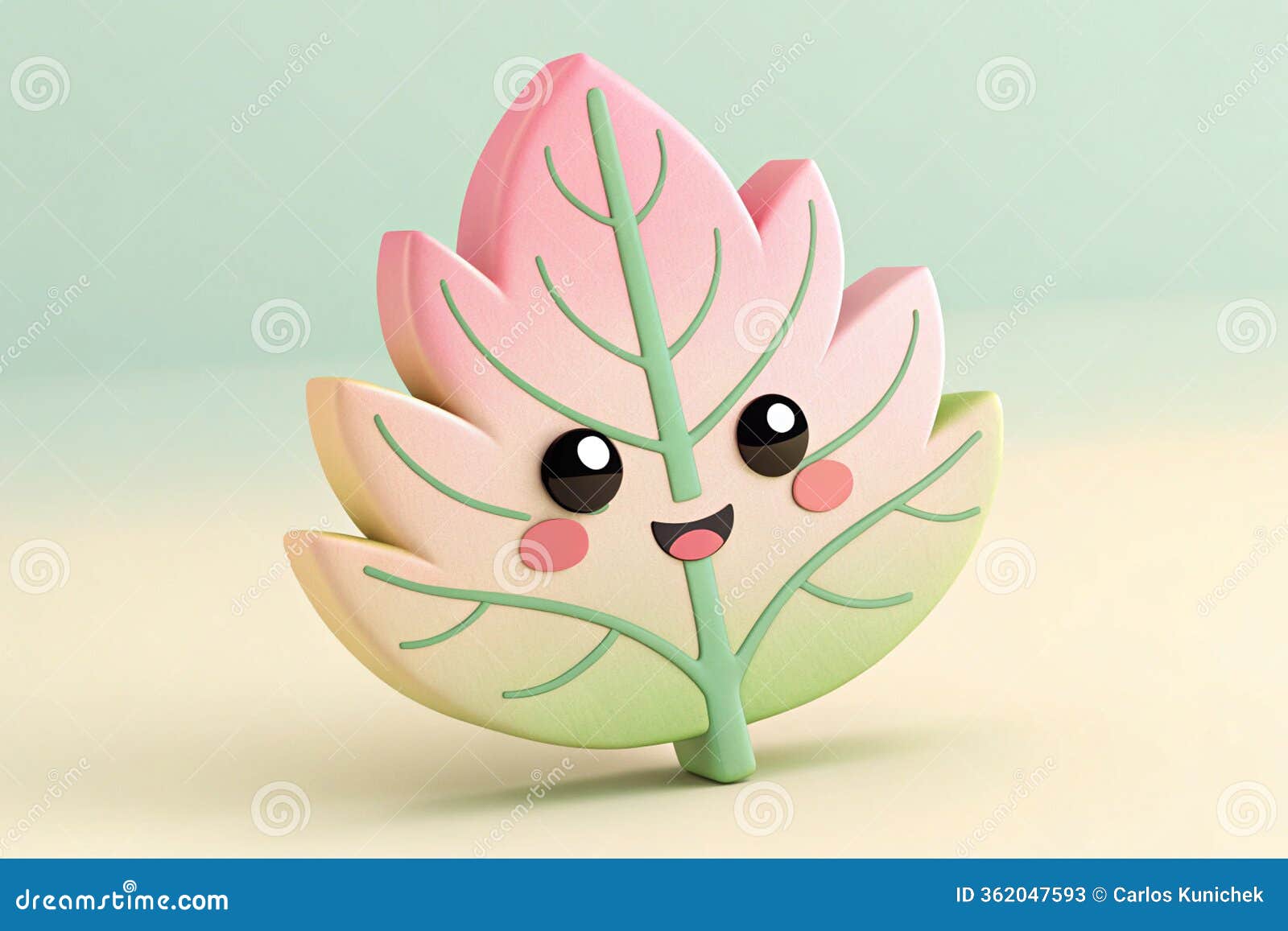 3d Cute Leaf Cartoon - Generated by Ai Stock Illustration ...
