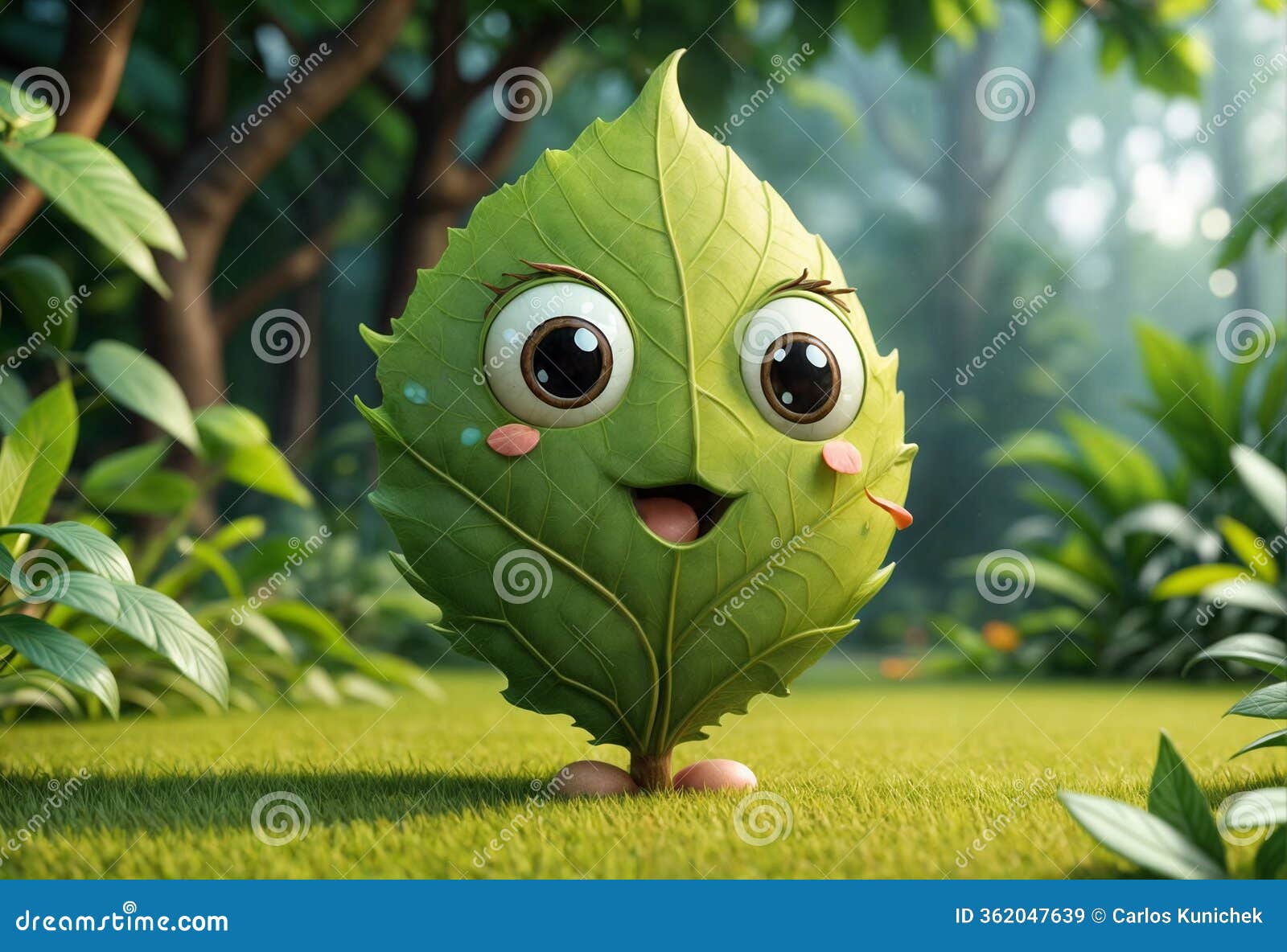 3d Cute Leaf Cartoon - Generated by Ai Stock Illustration ...