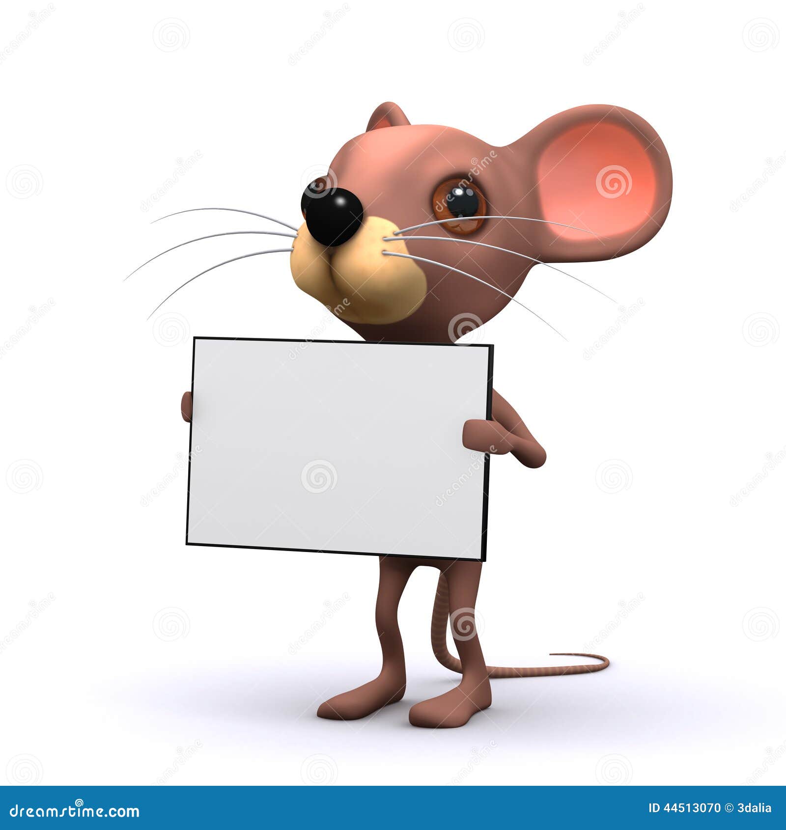3d Cute Mouse Holding a Blank Banner Stock Illustration - Illustration ...