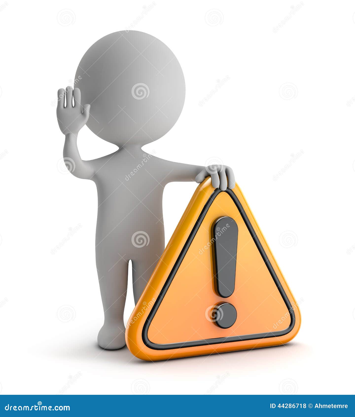 3d Cute People - Exclamation Danger (warning) Symbol Stock Illustration ...