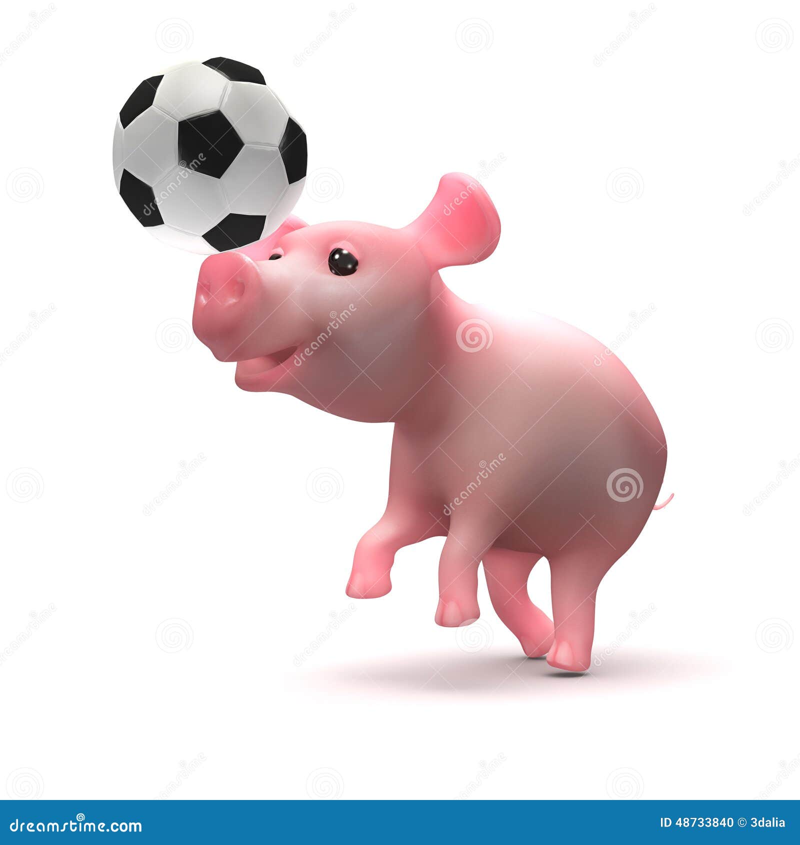 3d Cute Piglet Plays Soccer Stock Illustration - Illustration of ...