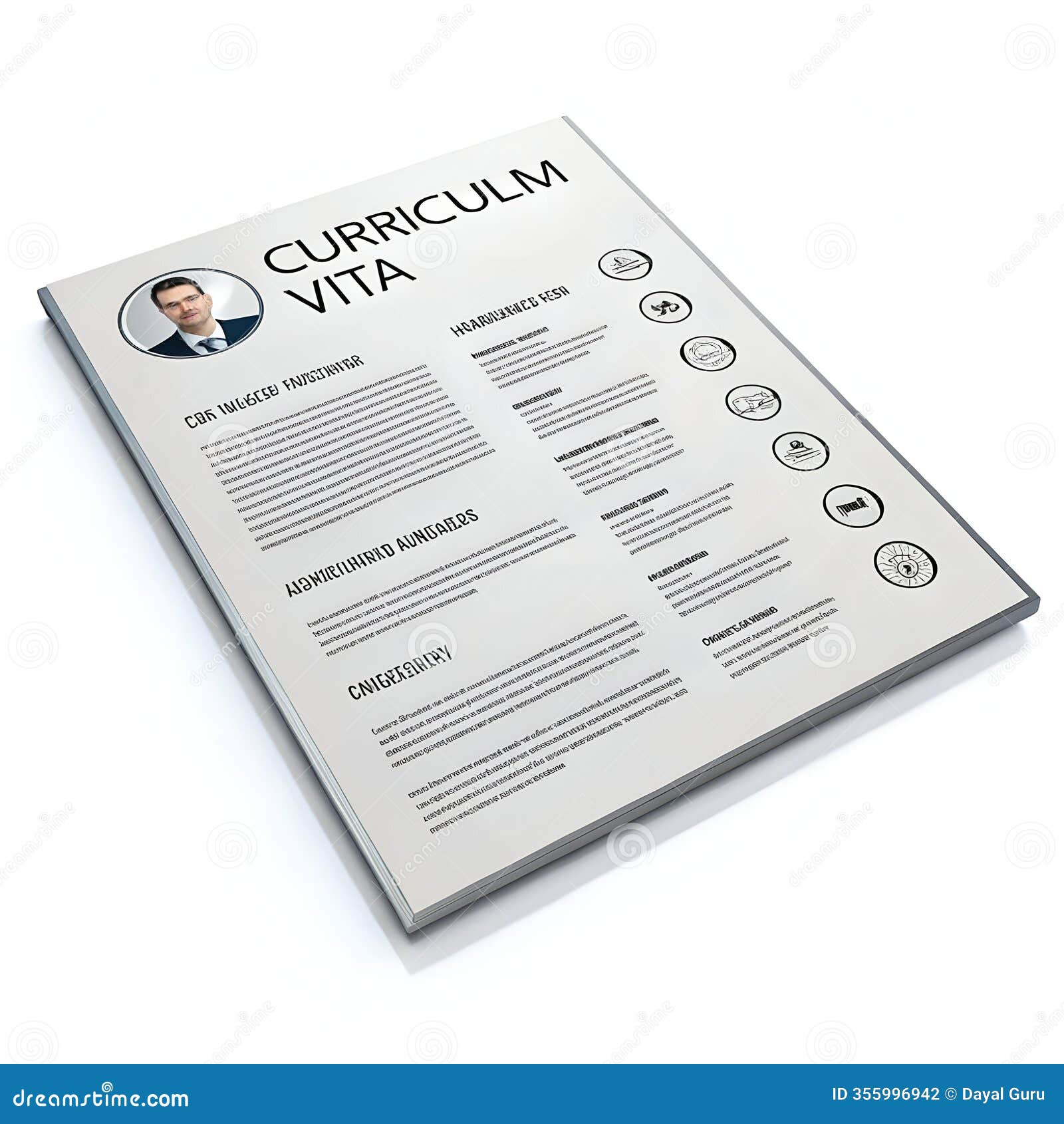 3D CV Illustration Isolated on White Background Stock Illustration ...