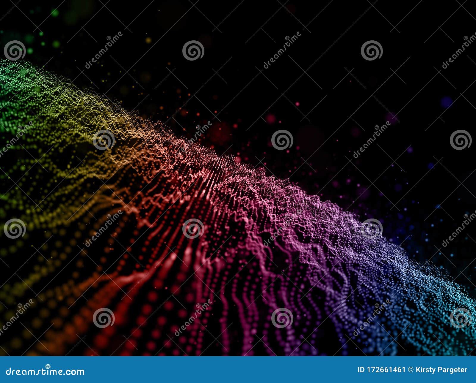 3D Cyber Dots Abstract Background with Rainbow Coloured Flowing ...