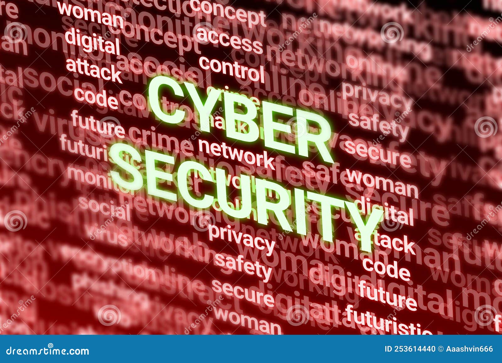 3D Cyber Security Word on Technology Related Words Stock Illustration ...
