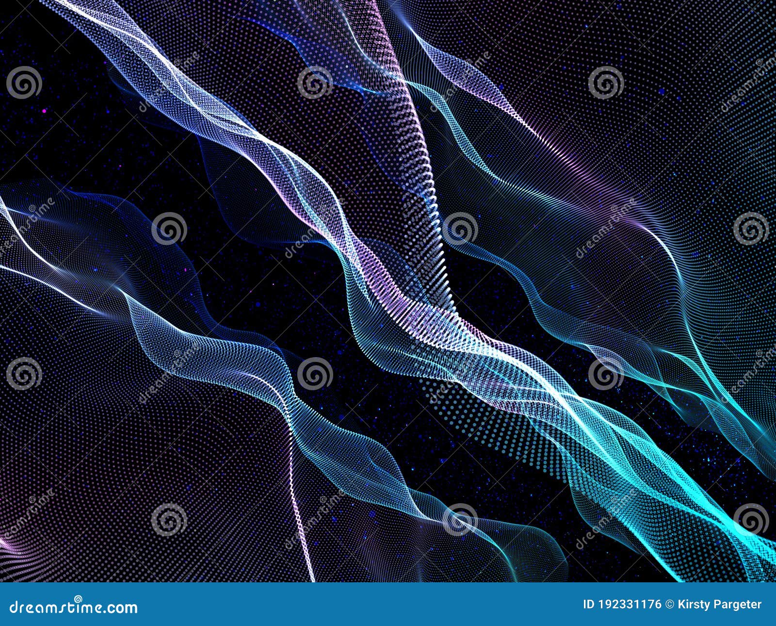 3D Cyber Technology Background with Flowing Particles Stock ...
