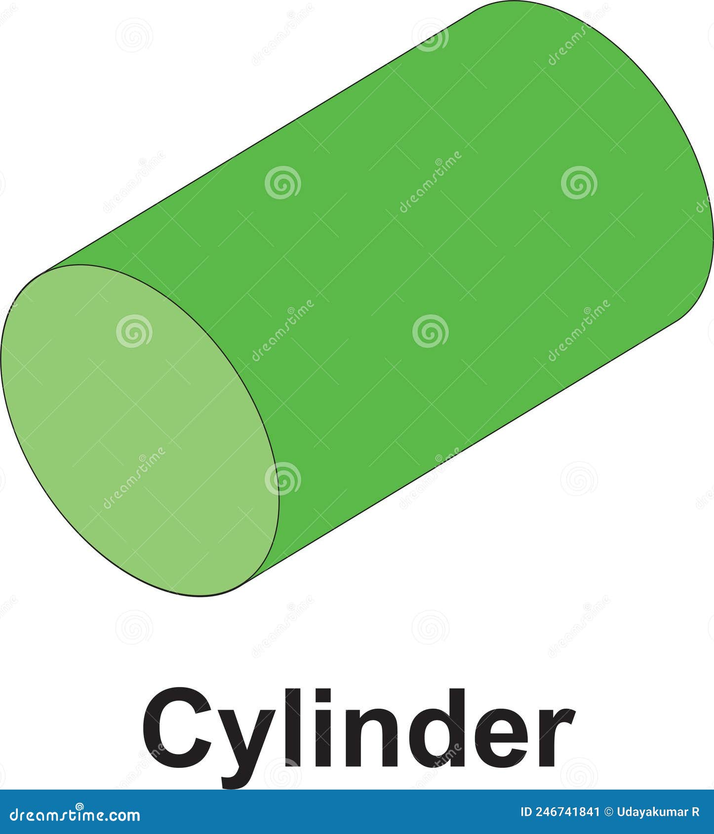 3d Cylinder Light Green Color. with White Background Stock Vector ...