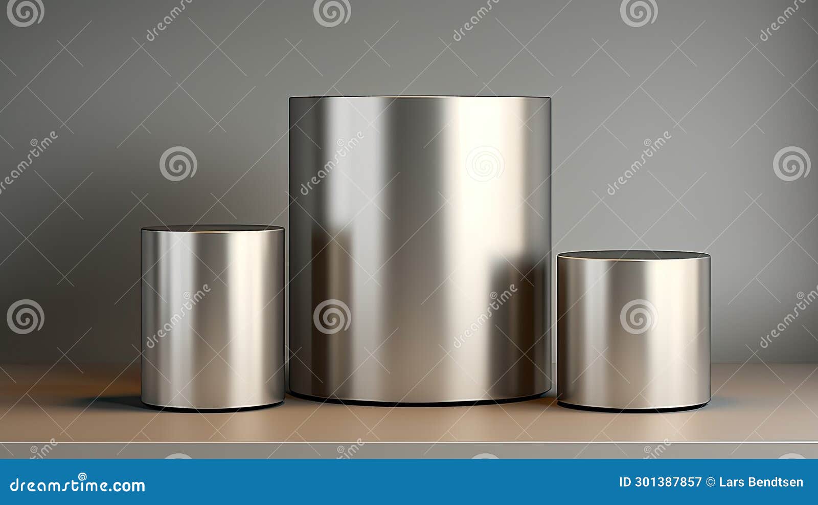 Cylindrical Podiums With Brushed Metal Texture - AI Generated Royalty ...