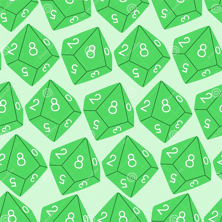 D8 D10 D12 D20 Dice for Board Games Seamless Pattern, RPG Dice Set for ...