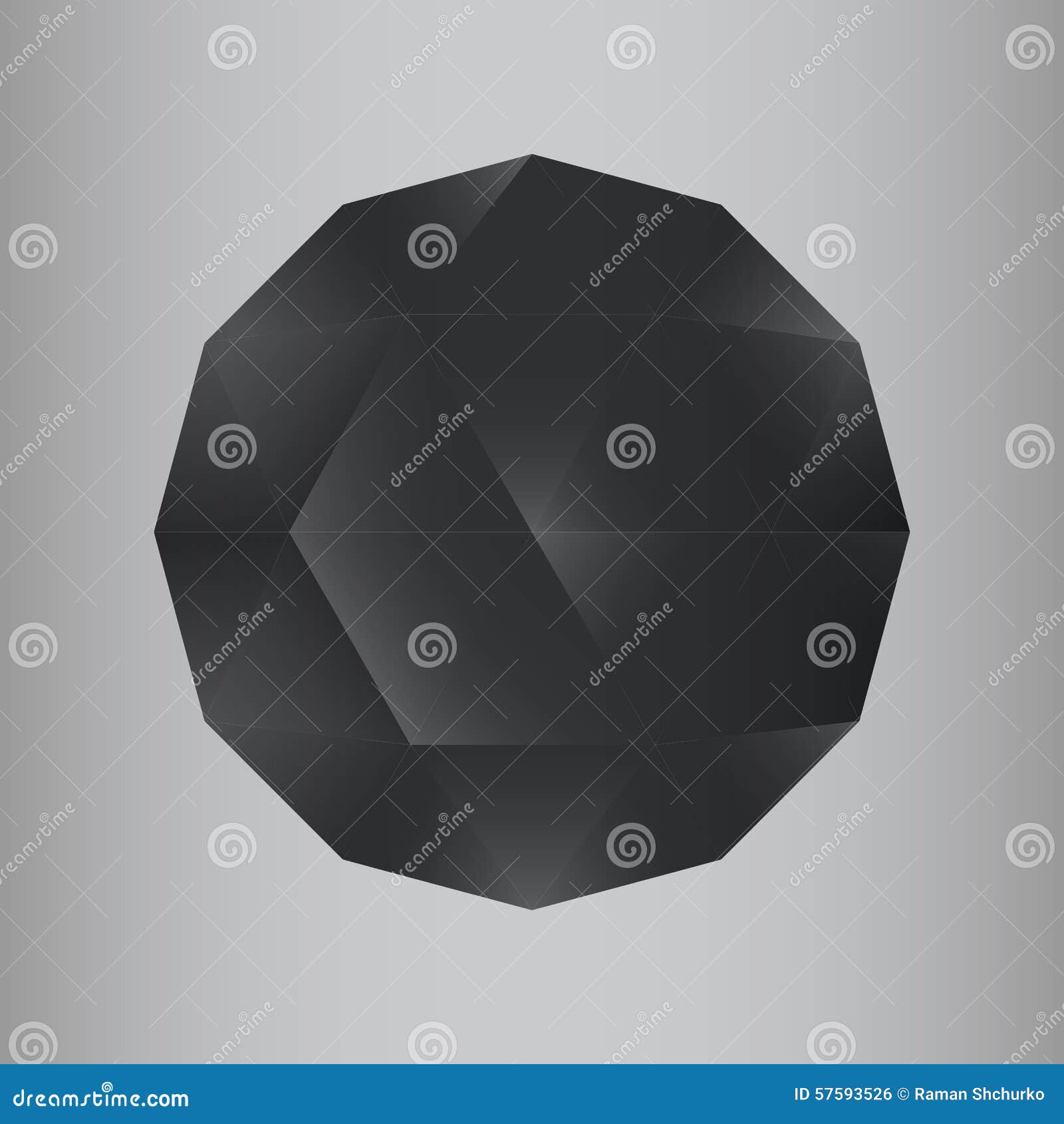 3d Dark Geometric Realistic Polygon Sphere Stock Vector - Illustration ...