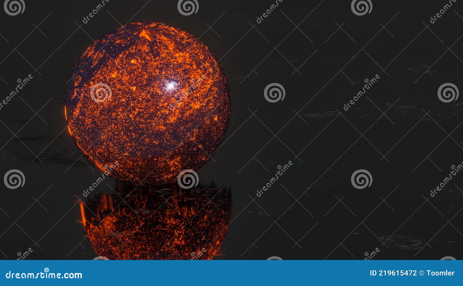 3D Dark Sphere with Glowing Orange Texture on a Dark Background. 3d ...