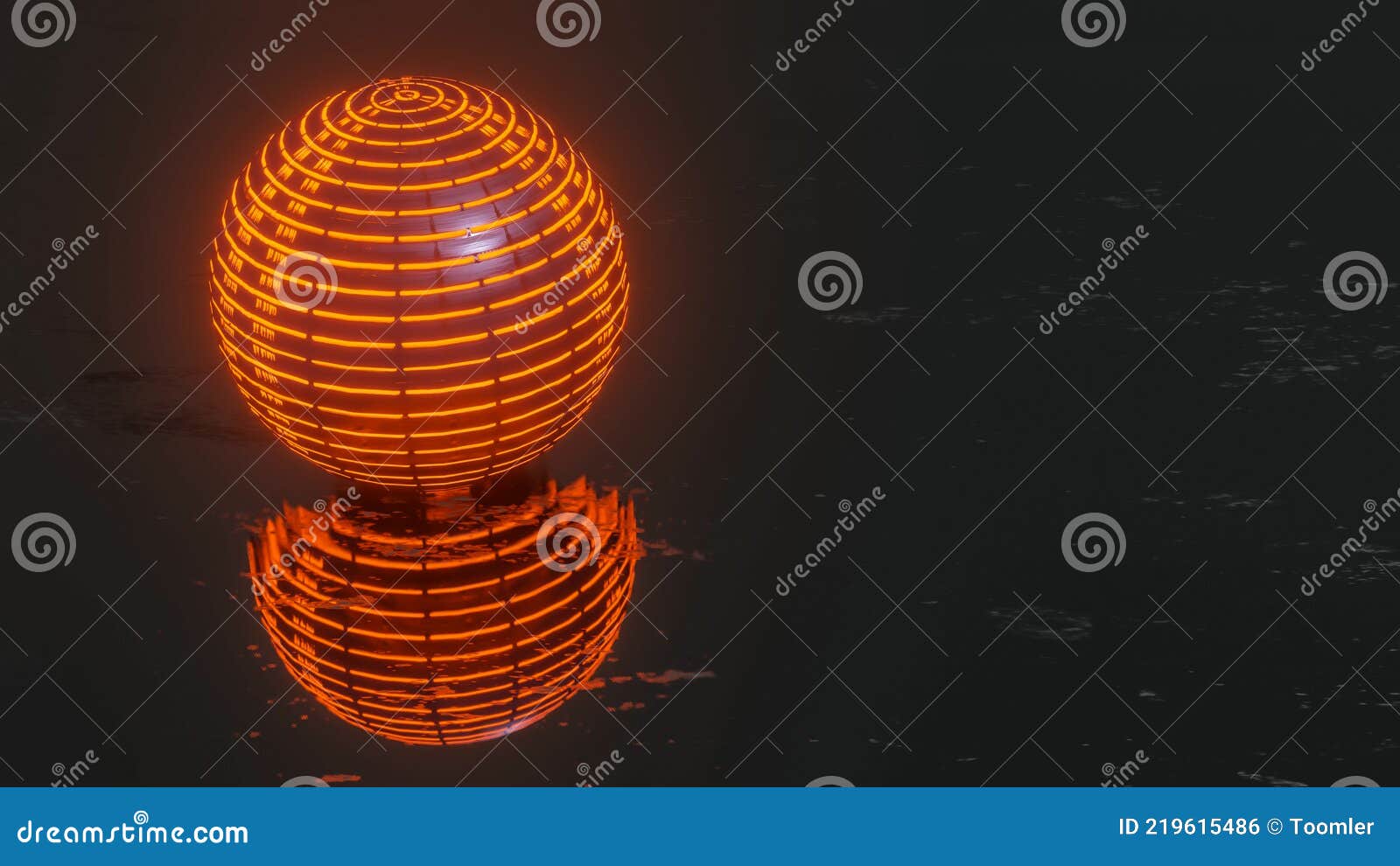 3D Dark Sphere with Glowing Orange Texture on a Dark Background. 3d ...