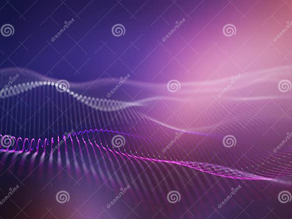 3D Data Communications Background with Flowing Particle Waves Stock Illustration - Illustration ...