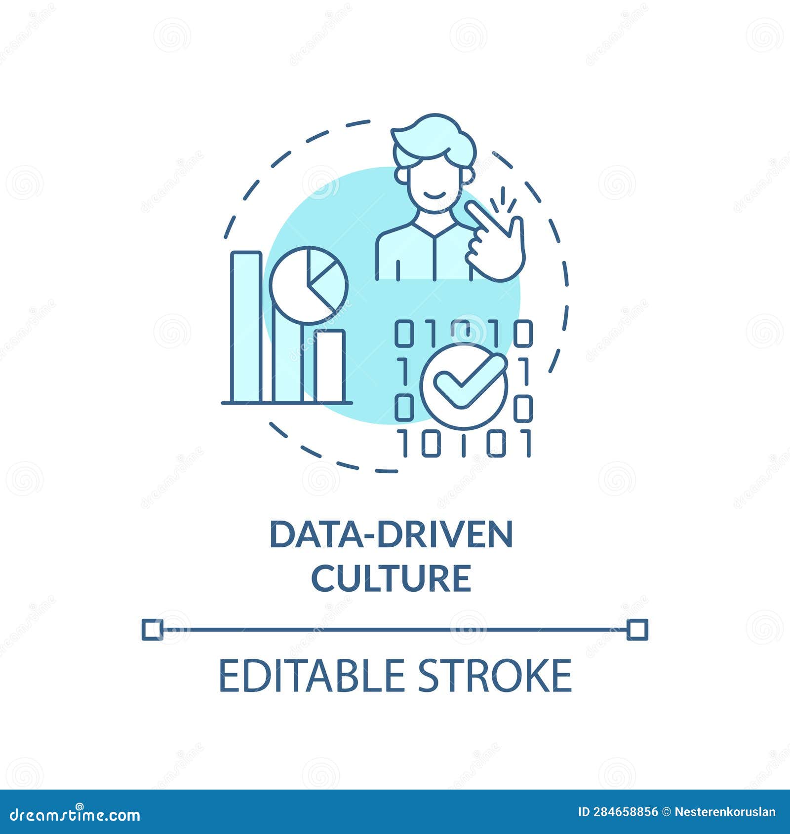 2d Data Driven Culture Concept Linear Icon Stock Vector Illustration